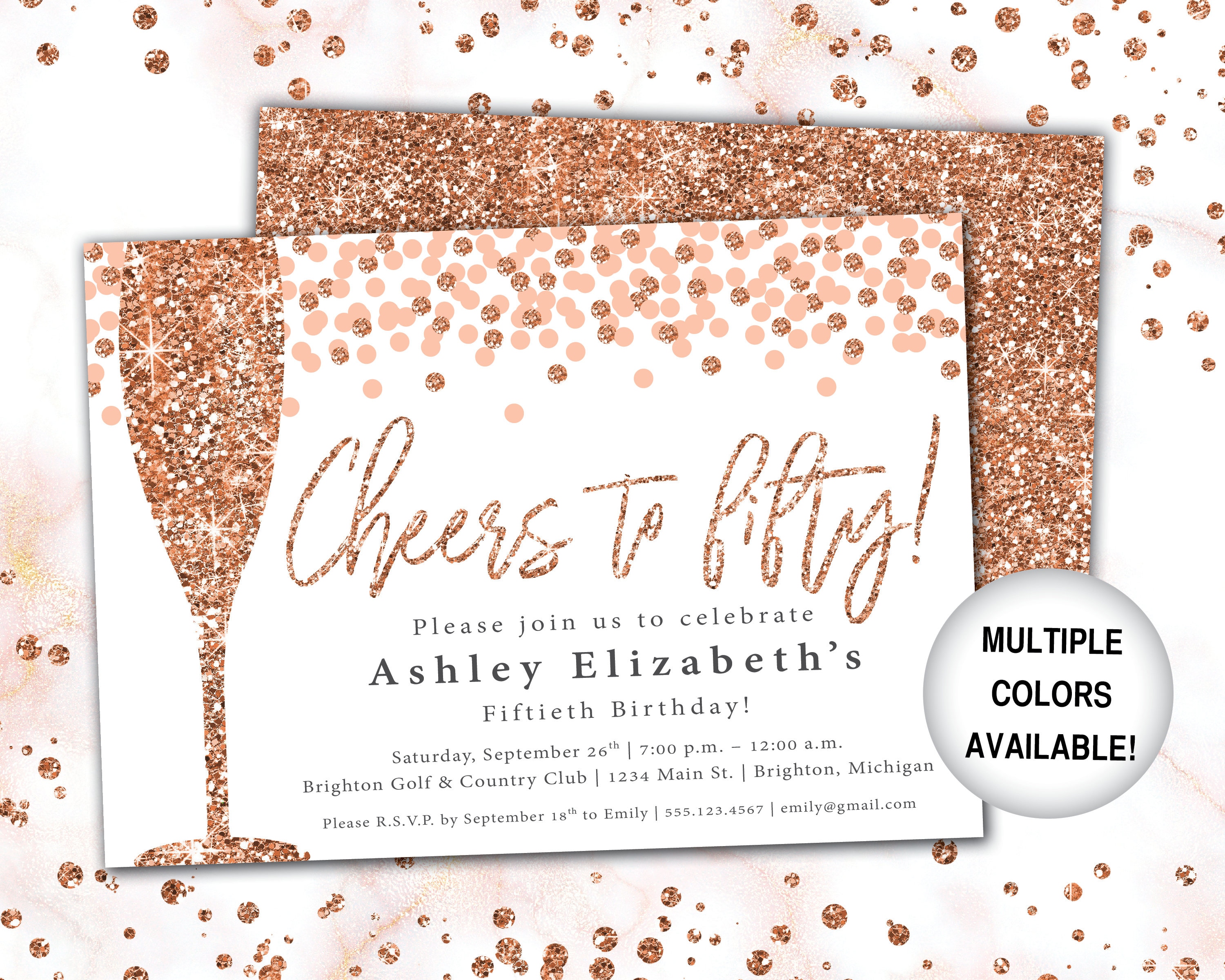 Cheers to 50 Invitation Rose Gold Champagne 50th Birthday | Etsy