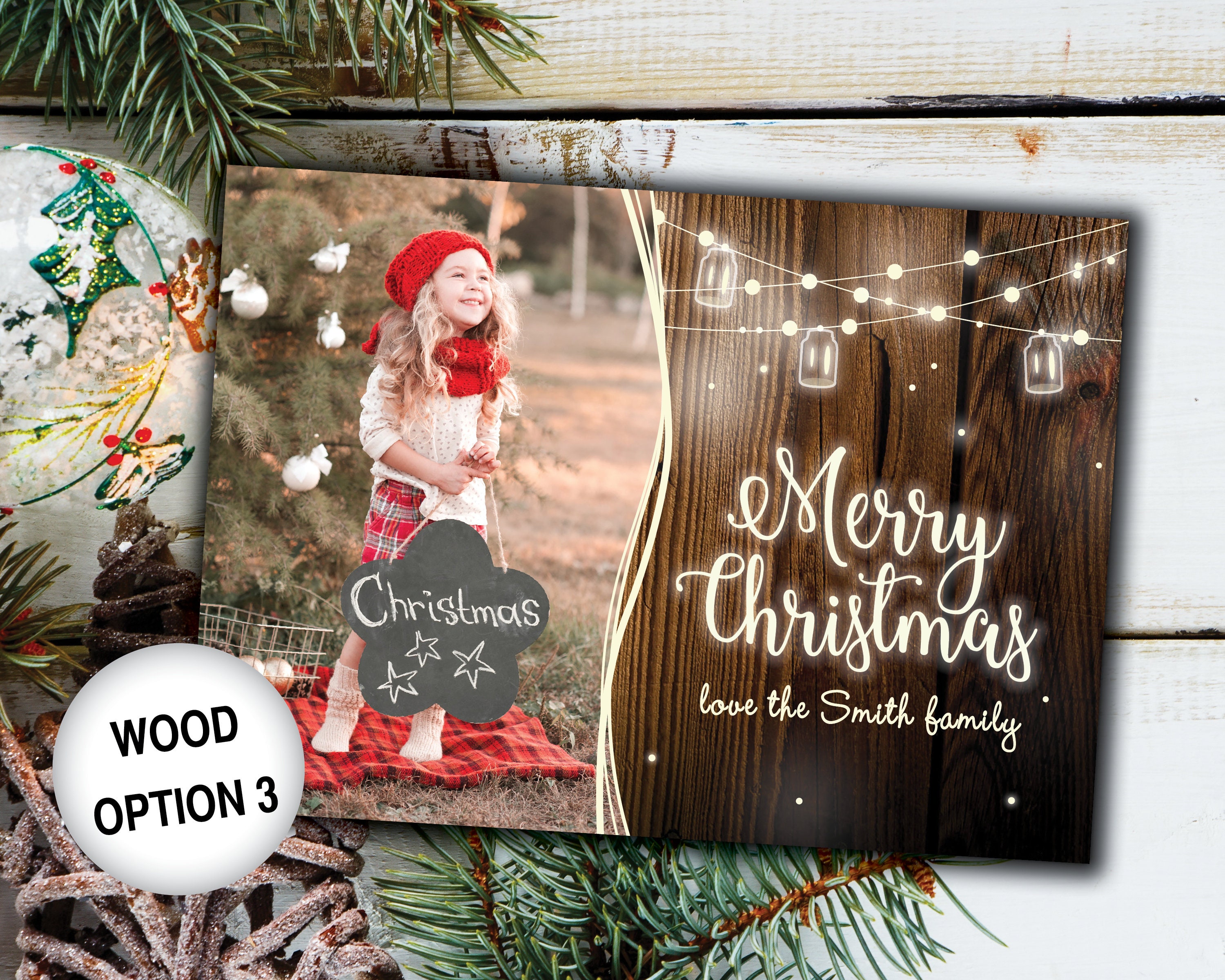Rustic Christmas Card With Photo | Christmas Card Photo | Christmas ...