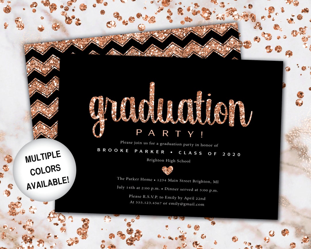Rose Gold Graduation Party Invitation | Rose Gold Graduation Party ...