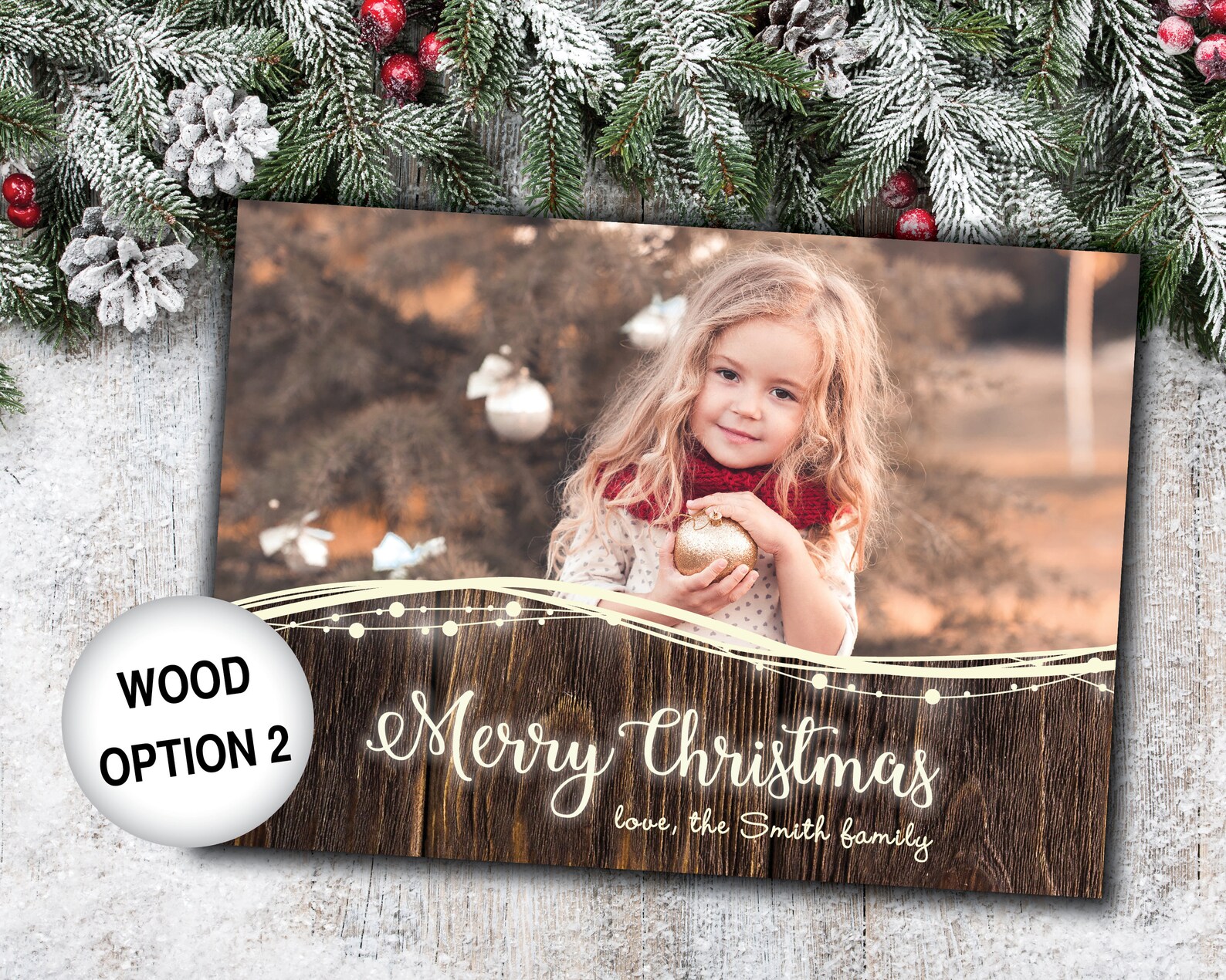 Rustic Christmas Card With Photo Christmas Card Photo - Etsy