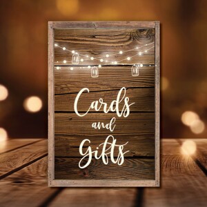 Printable Cards & Gifts Sign | Rustic Gifts Signs Instant Download ...