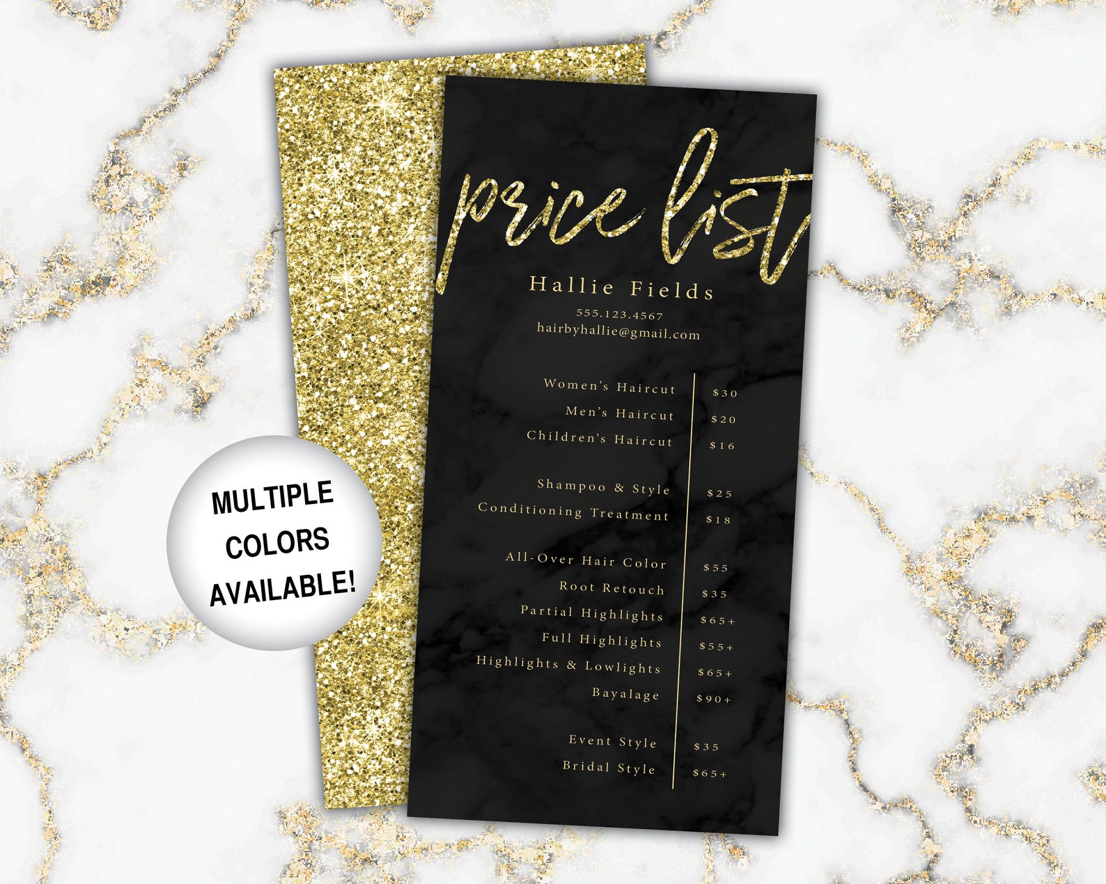 Gold Price List for Hair Template | Printable Price List for ...