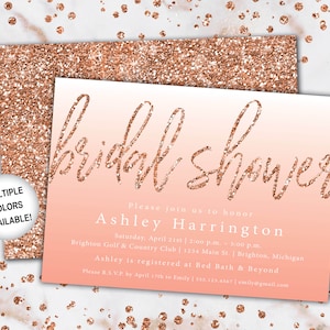 Rose Gold Bridal Shower Invitation | Bridal Shower Invitation Template ...