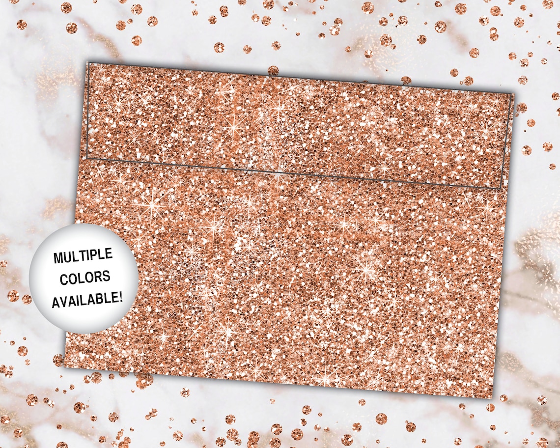 Rose Gold Glitter Envelopes | Rose Gold Envelopes Template | Printable ...