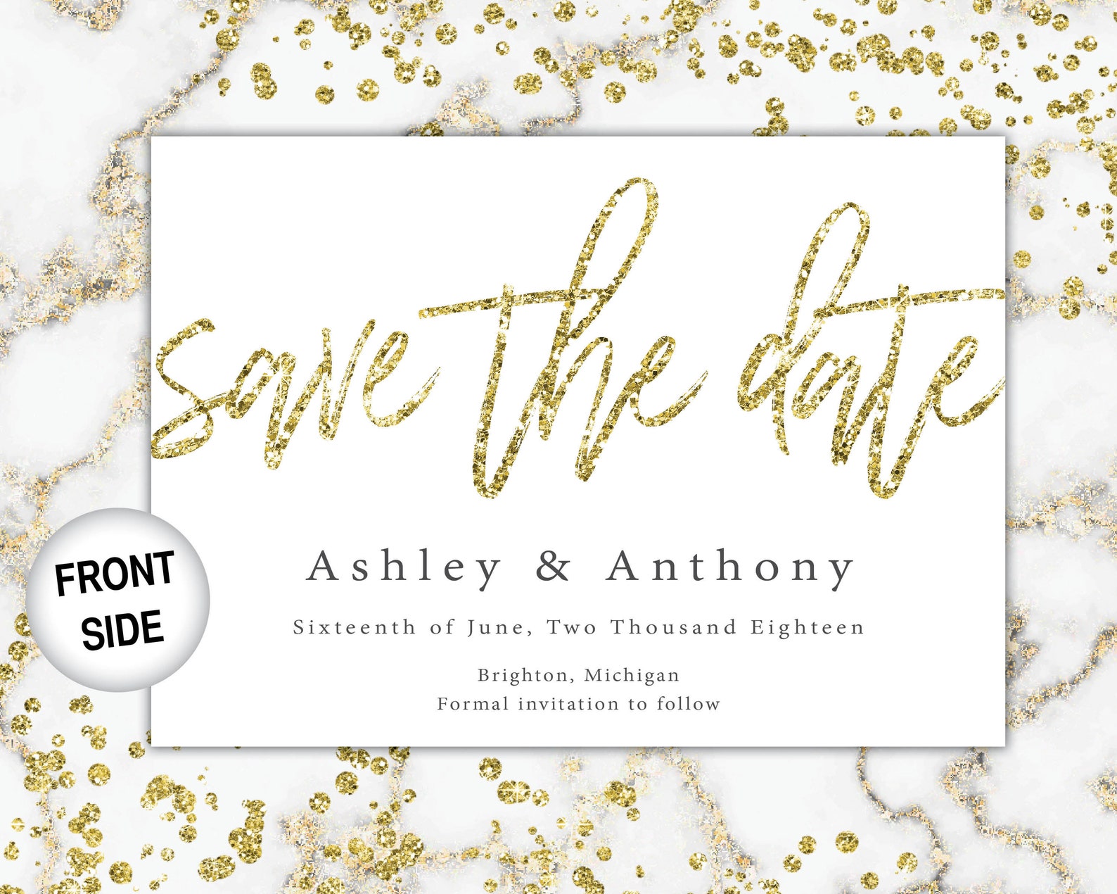 Black and Gold Save the Date Without Photo | Save the Date Invitation ...