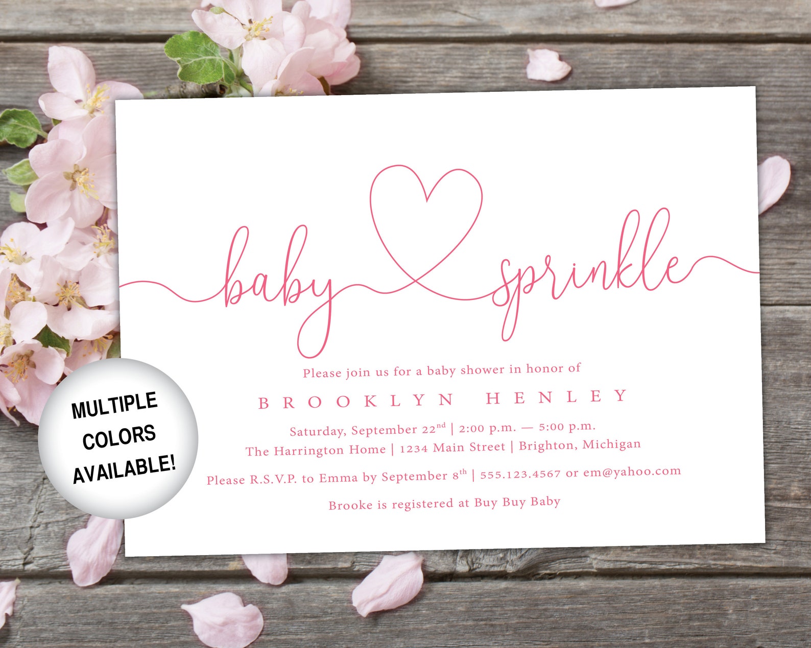 Baby Sprinkle Invitation Girl Printable Baby Sprinkle - Etsy