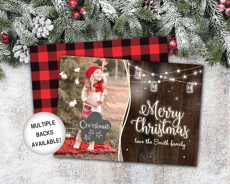 Rustic Christmas Card With Photo Christmas Card Photo - Etsy