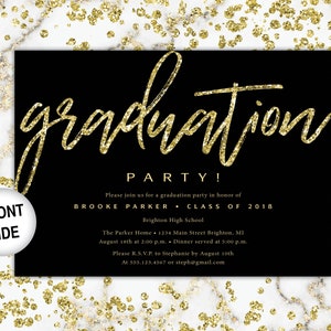 Red and Gold Graduation Party Invitation | Graduation Party Invitation ...