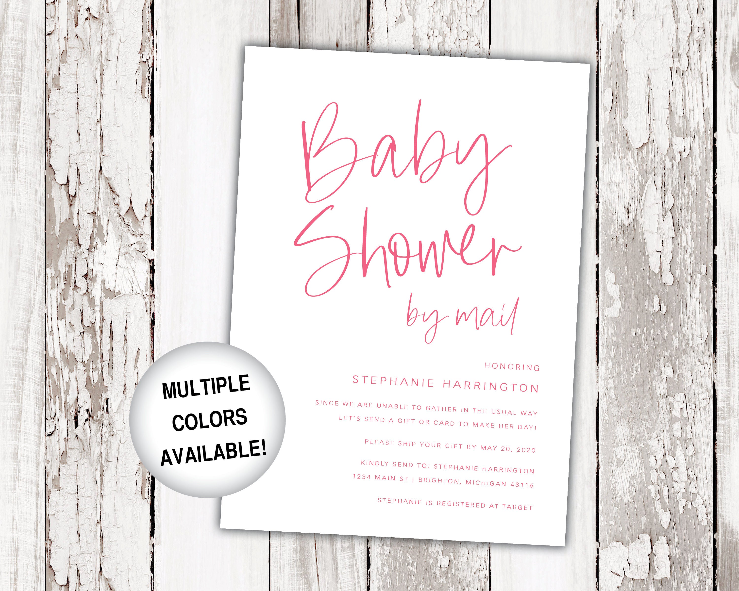 Baby Shower by Mail Invitation Printed or Digital File | Etsy