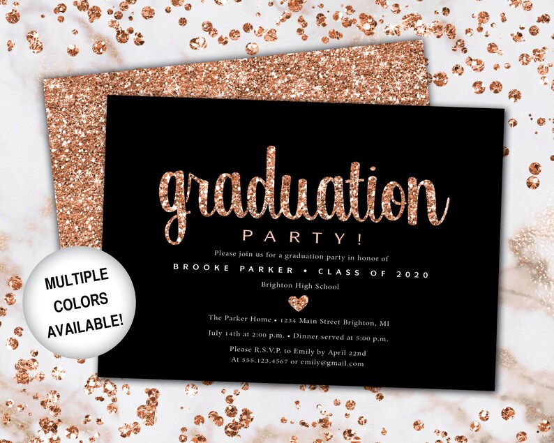 Rose Gold Graduation Party Invitation | Rose Gold Graduation Party ...