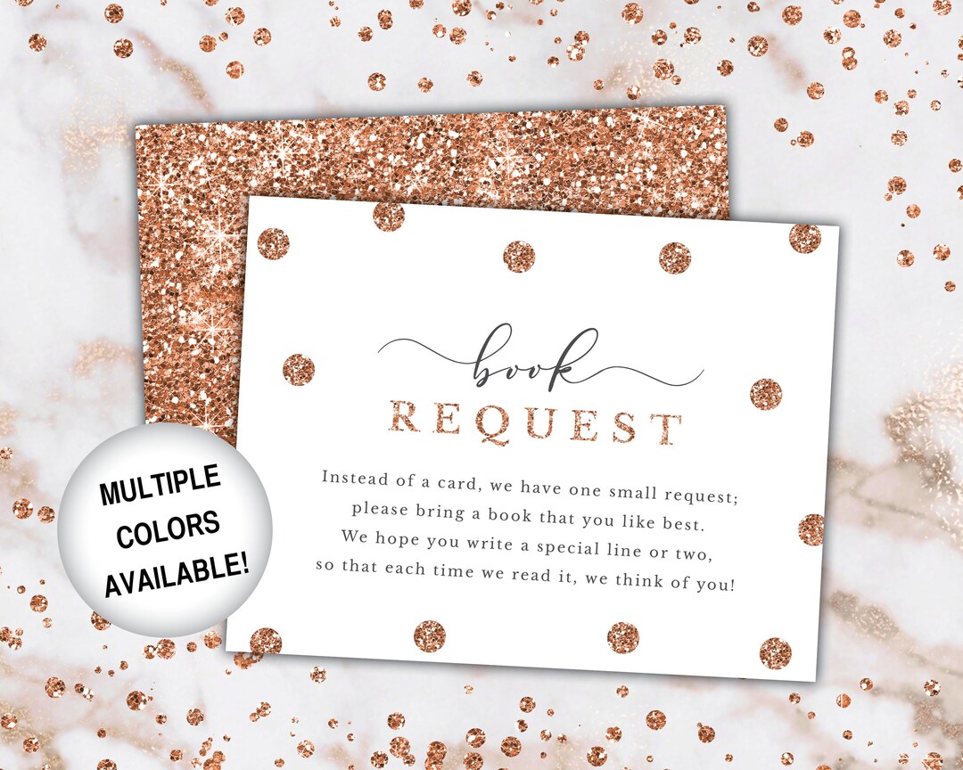 Rose Gold Book Request Card for Baby Shower | Book Request Insert Card ...