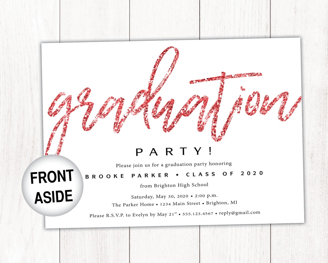 Red Graduation Party Invitations Grad Party Invitation Red | Etsy