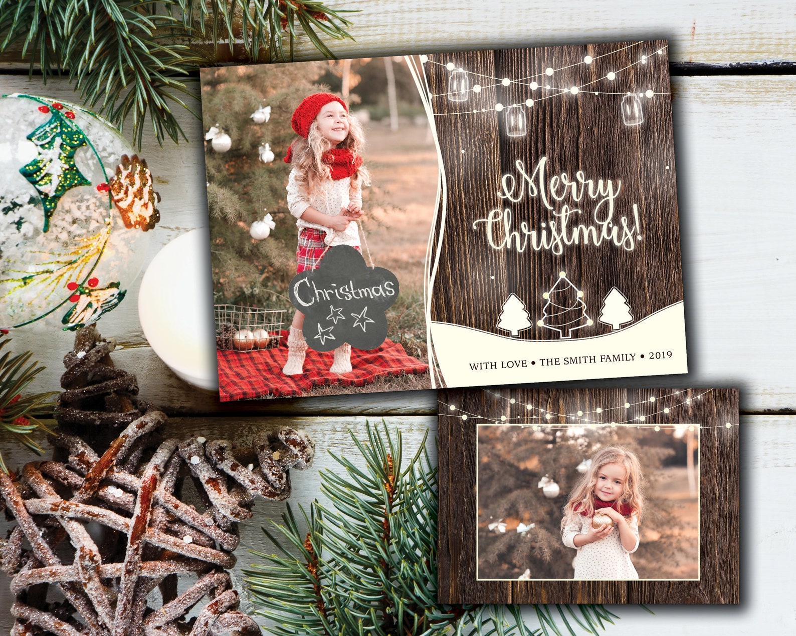 Rustic Christmas Card With Photos Christmas Card Photo - Etsy