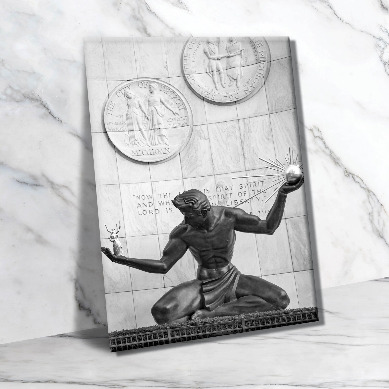 Spirit of Detroit Canvas Wall Art | Canvas of Downtown Detroit Photo ...