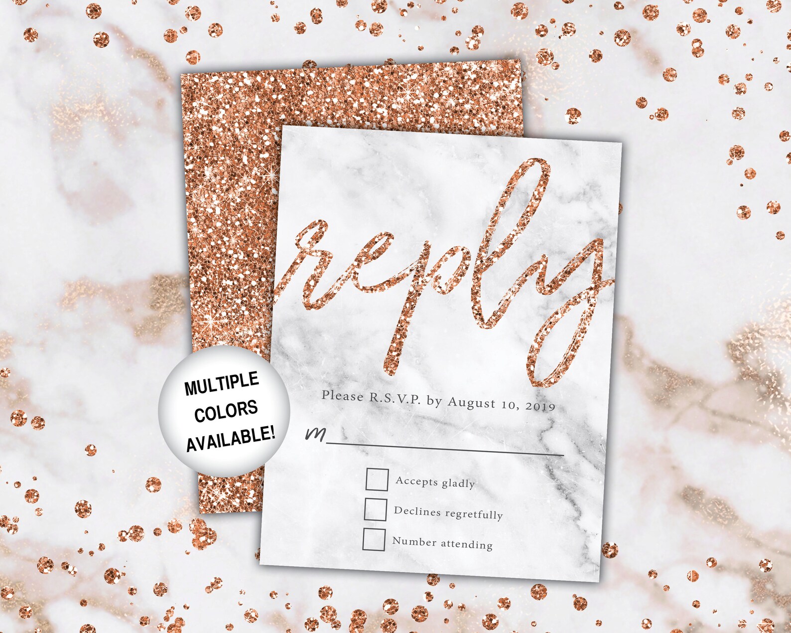 Navy and Rose Gold Wedding Reply Cards Wedding Reply Cards - Etsy