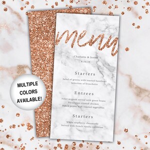 Rose Gold Wedding Menu Template | Wedding Menu Cards Printable | Rose ...