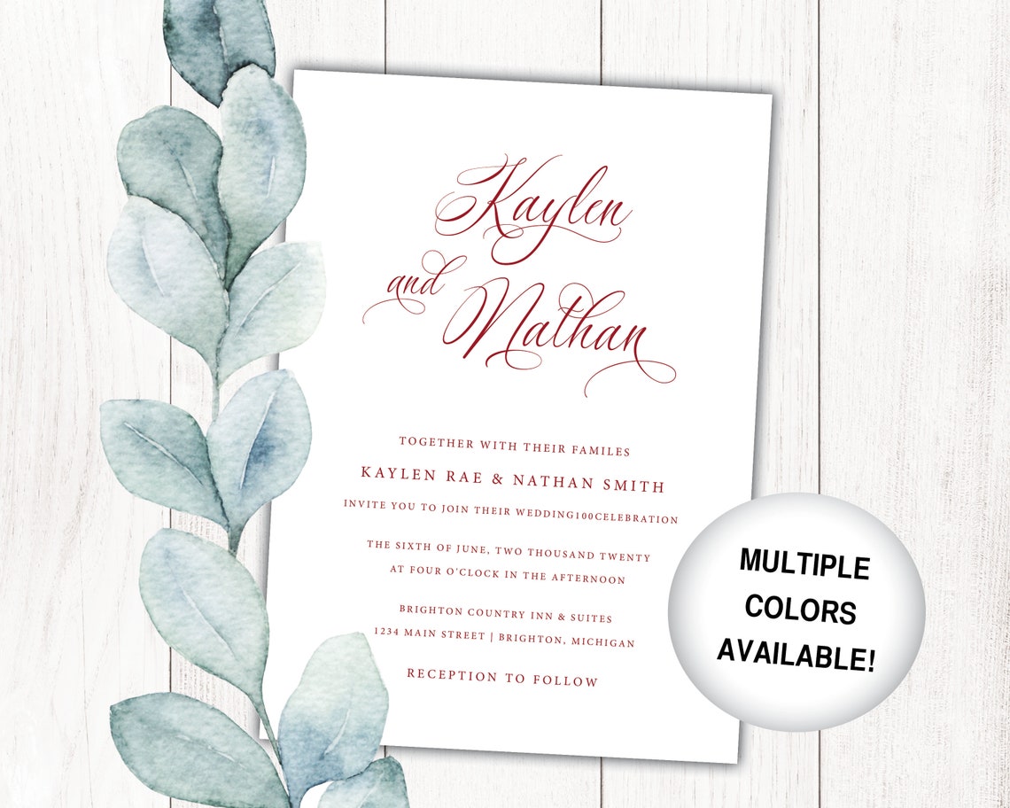 Script Wedding Invitations | Printable Wedding Invitations Template ...