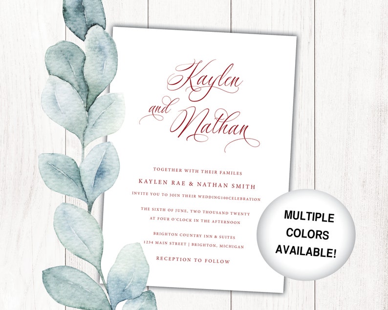 Script Wedding Invitations Printable Wedding Invitations - Etsy