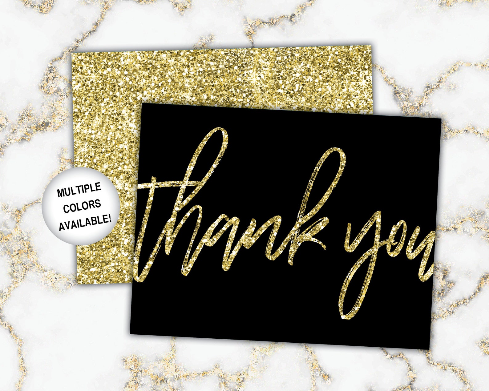 Gold Thank You Cards Gold Glitter Thank You Cards - Etsy