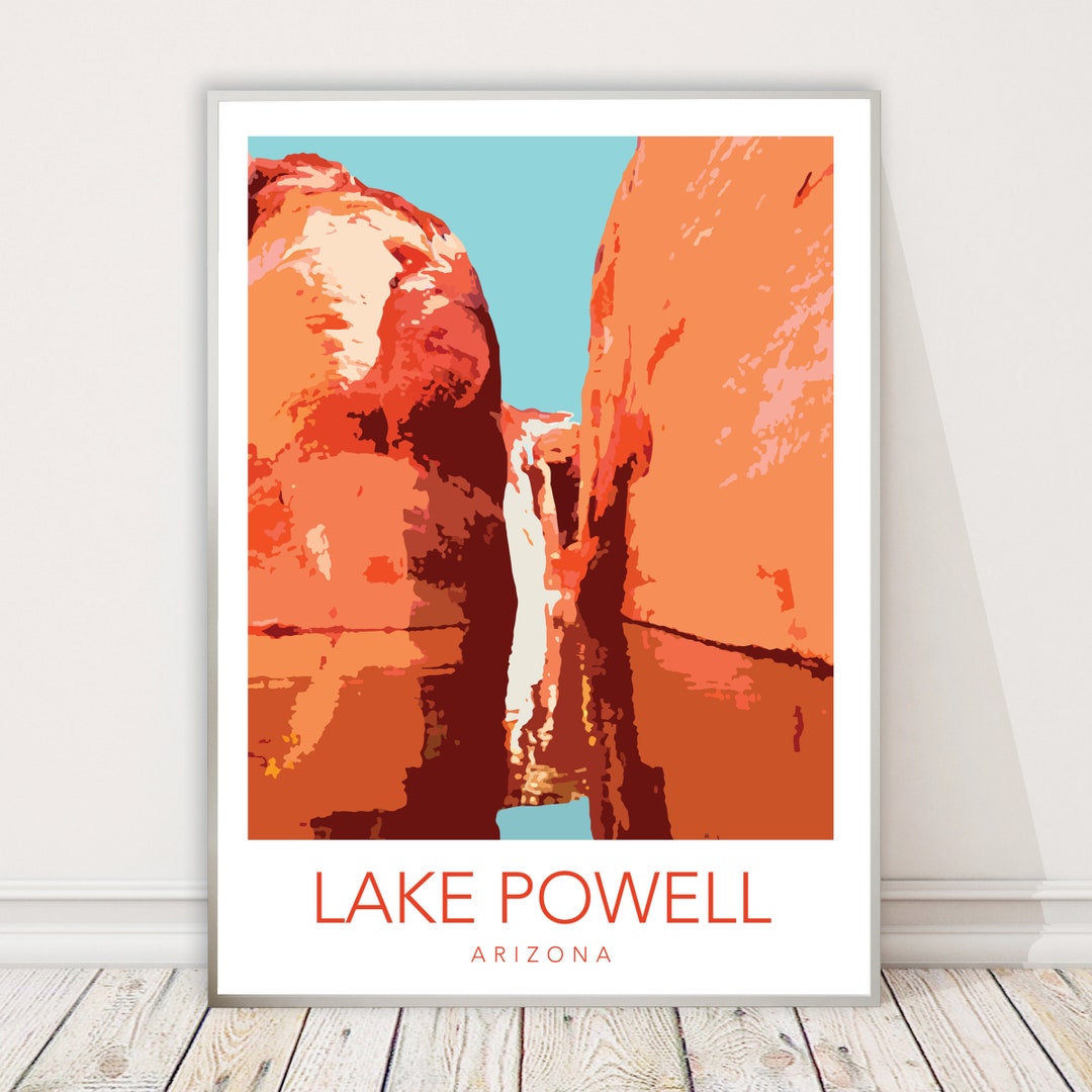 Lake Powell Poster | Retro Lake Powell Arizona Print, Antelope Canyon ...