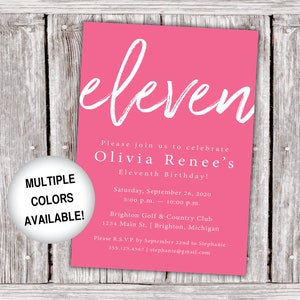 11th Birthday Invitations Printable | Eleventh Birthday Party ...