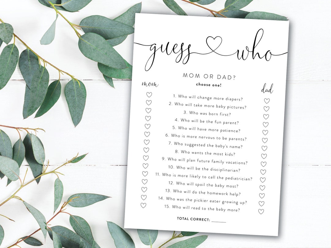 Guess Who Game Baby Shower DIY Printable Template, Printable Baby ...