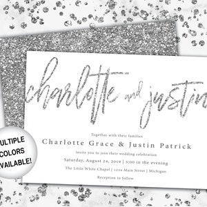 Silver Wedding Invitations With Names | Printable Wedding Invitations ...