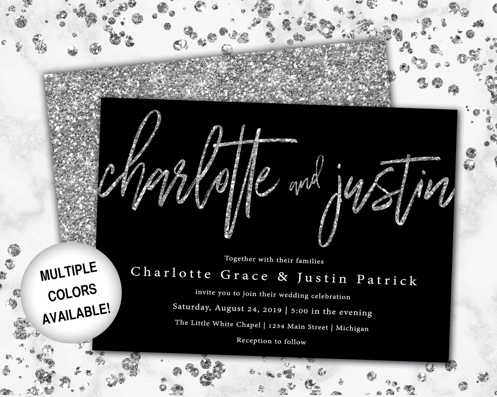 Silver Wedding Invitations With Names | Printable Wedding Invitations ...