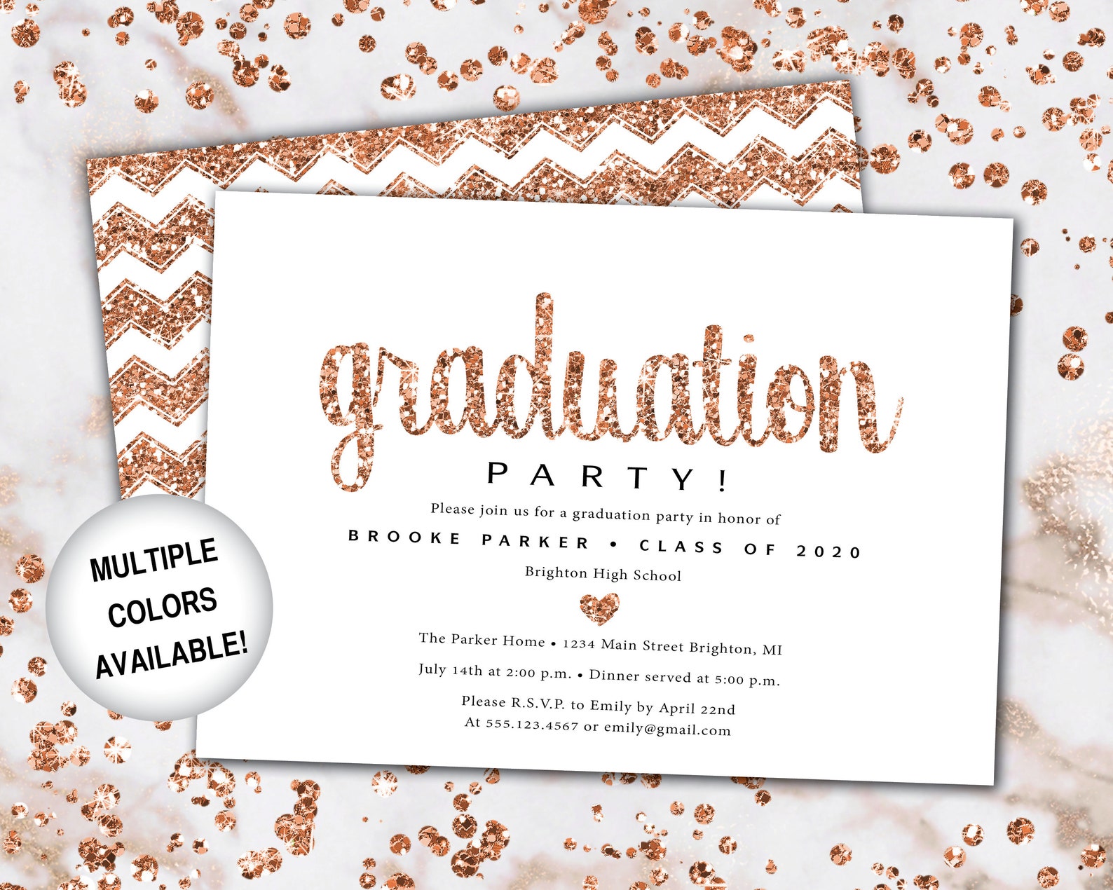 Rose Gold Graduation Party Invitation Rose Gold Graduation | Etsy