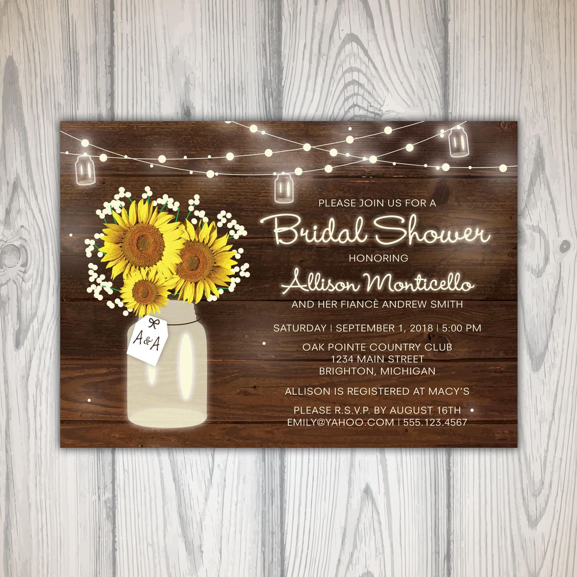 Rustic Bridal Shower Invitation Bridal Shower Invitation - Etsy