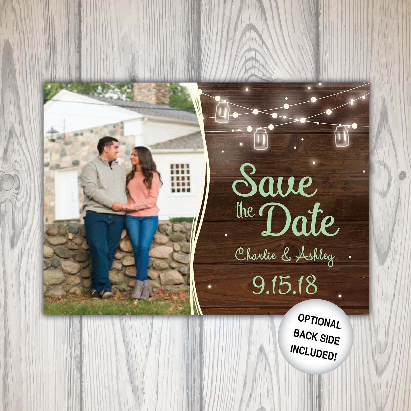 Rustic Save the Date With Photo | Save the Date With Photos | Save the ...