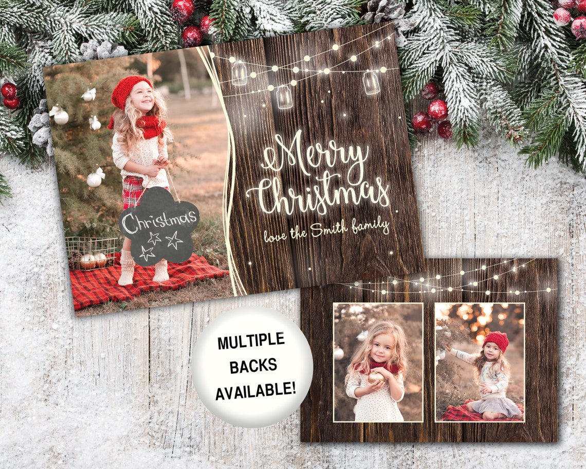 Rustic Christmas Card with Photo Christmas Card Photo | Etsy