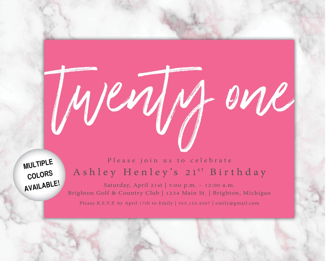 21st Birthday Invitation Printable Twenty First Birthday | Etsy
