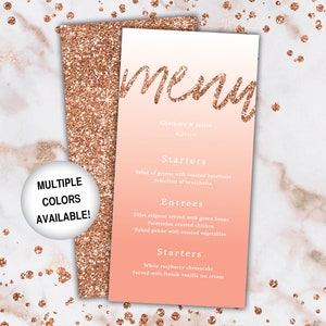 Rose Gold Wedding Menu Template | Wedding Menu Cards Printable | Rose ...