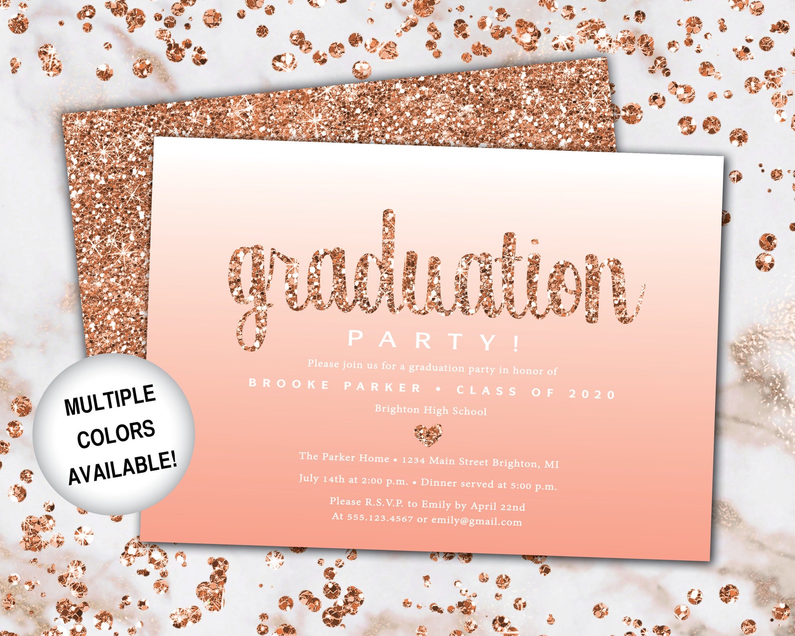 Rose Gold Graduation Party Invitation Rose Gold Graduation | Etsy
