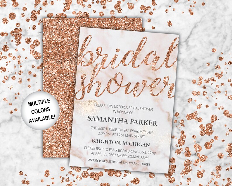 Rose Gold Bridal Shower Invitation | Bridal Shower Invitation Template ...