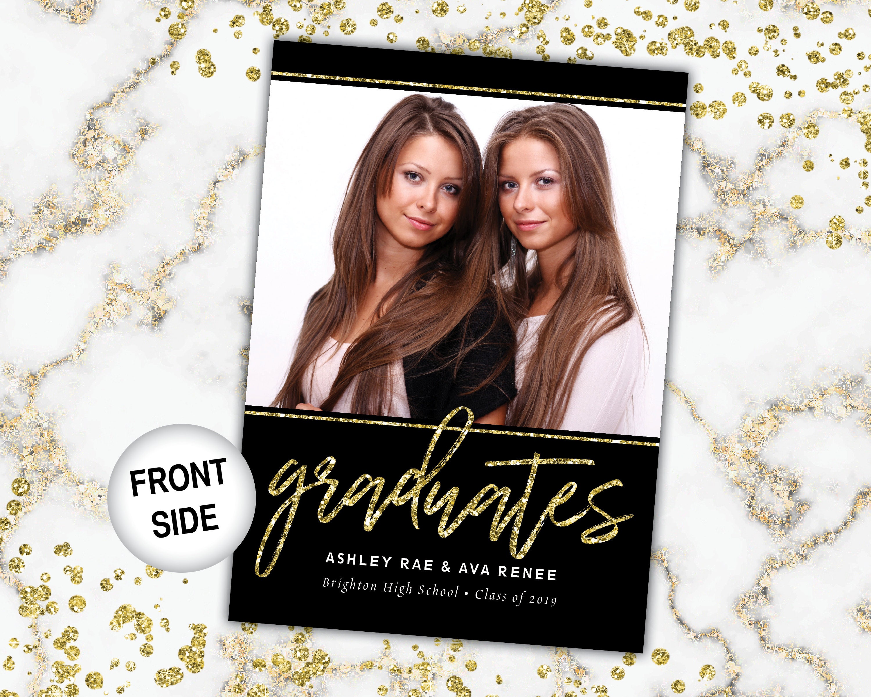 Twin Graduation Party Invitation Gold | Joint Graduation Party Invite ...