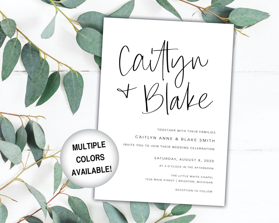 Simple Wedding Invitations With Names | Printable Wedding Invitations ...