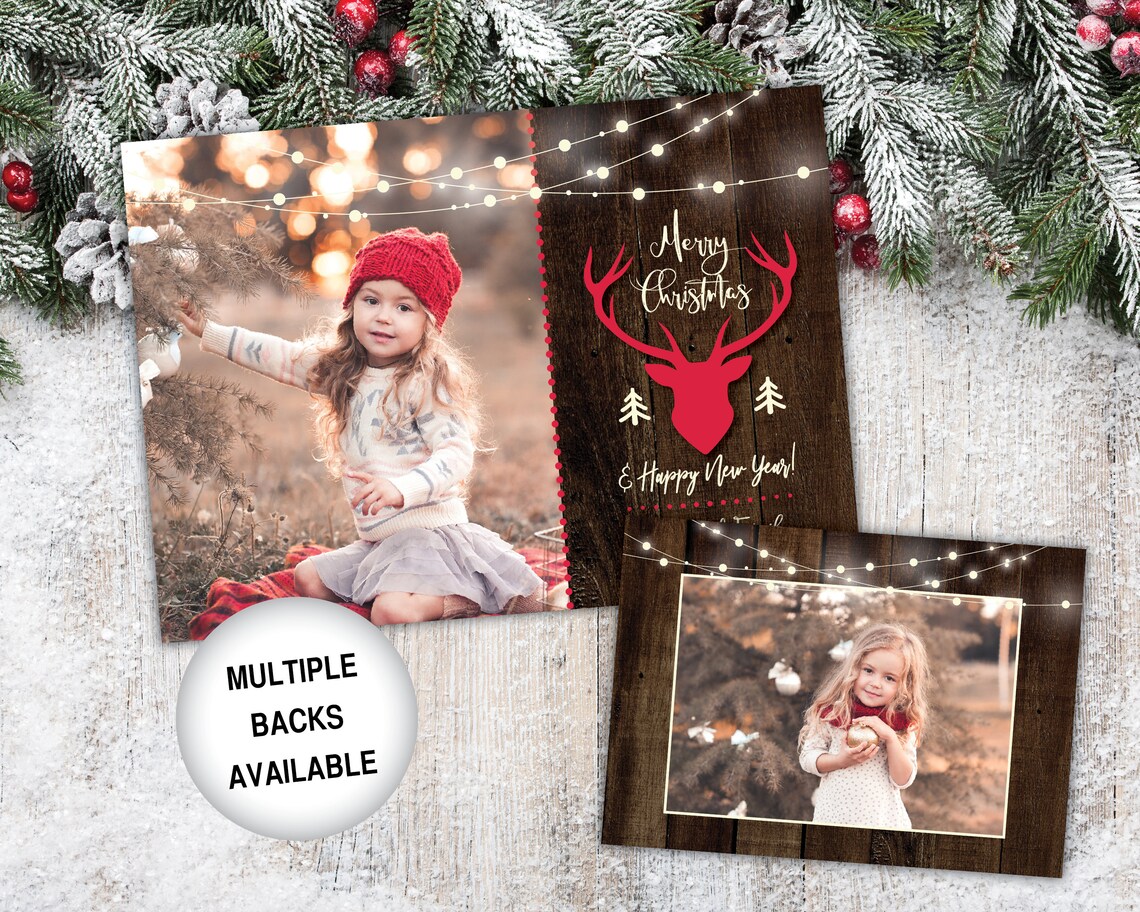 Rustic Christmas Card With Photo Christmas Card Photo | Etsy