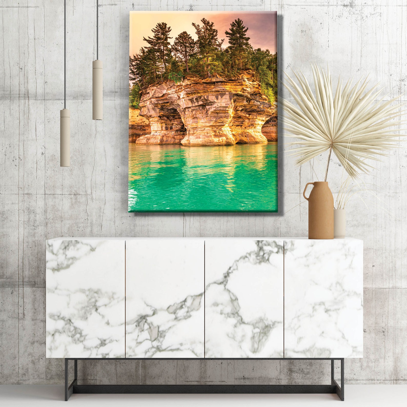 Pictured Rocks Sunset Canvas or Acrylic Wall Art Michigans - Etsy