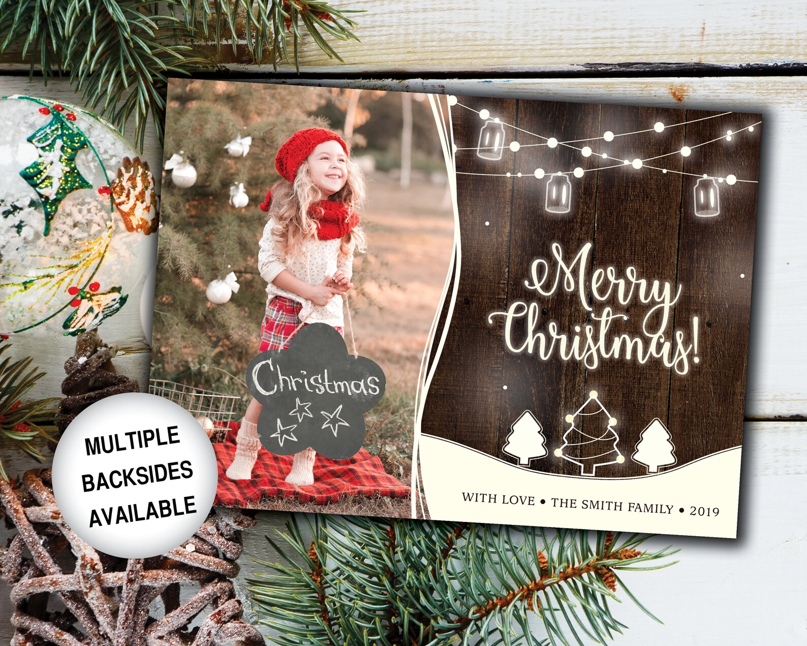 Rustic Christmas Card With Photo Christmas Card Photo - Etsy