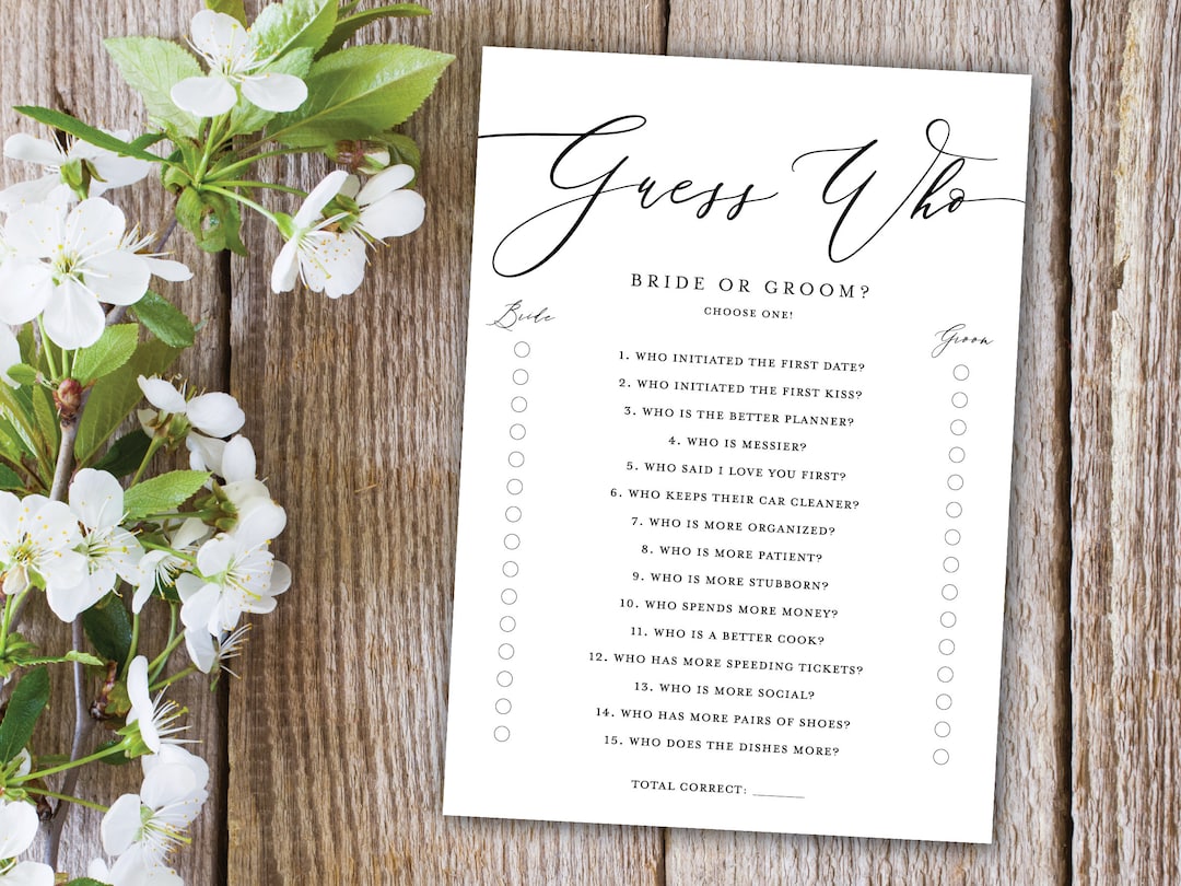 Guess Who Game Bridal Shower DIY Printable Template, Printable Bridal ...