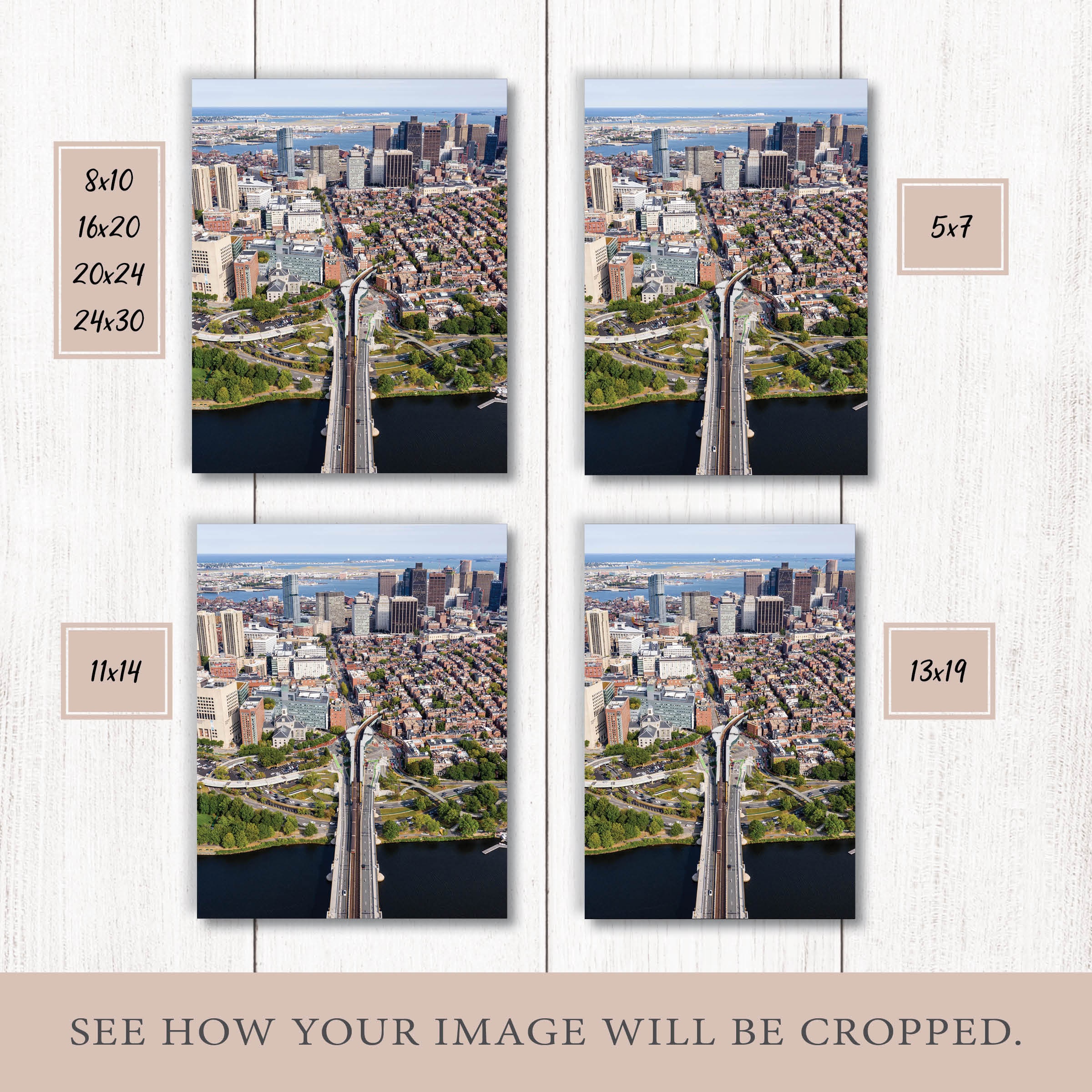 Boston Skyline Aerial Photo Vertical | Downtown Boston South End ...