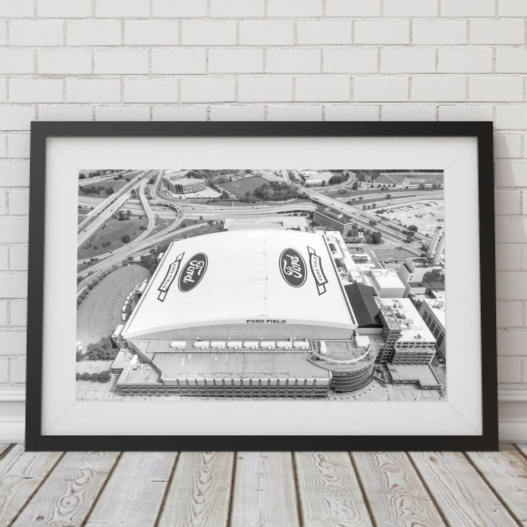 Vista aérea impresa del Estadio Ford Field / Detroit Lions Photography ...