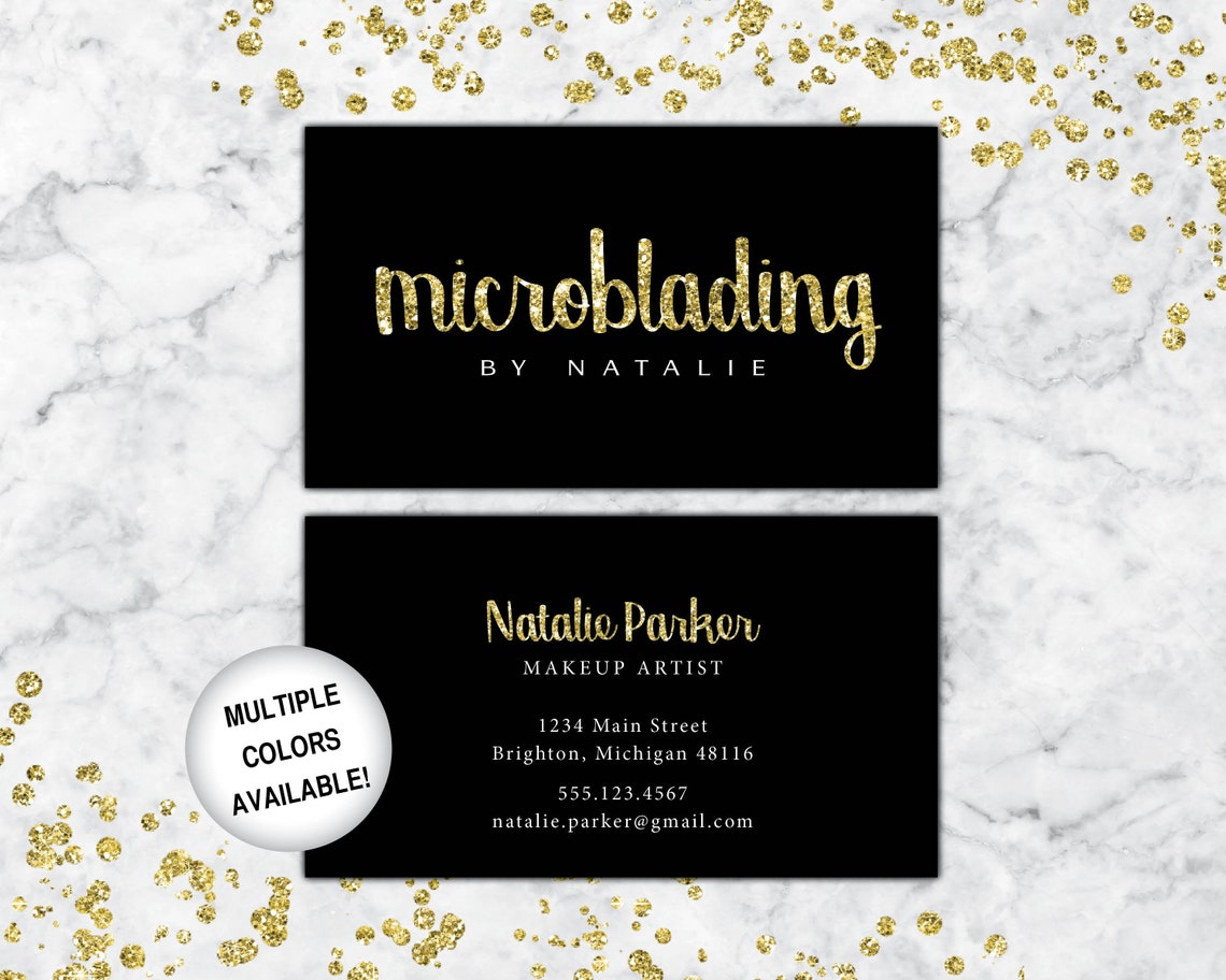 Microblading Business Cards | Makeup Artist Business Cards | Gold ...