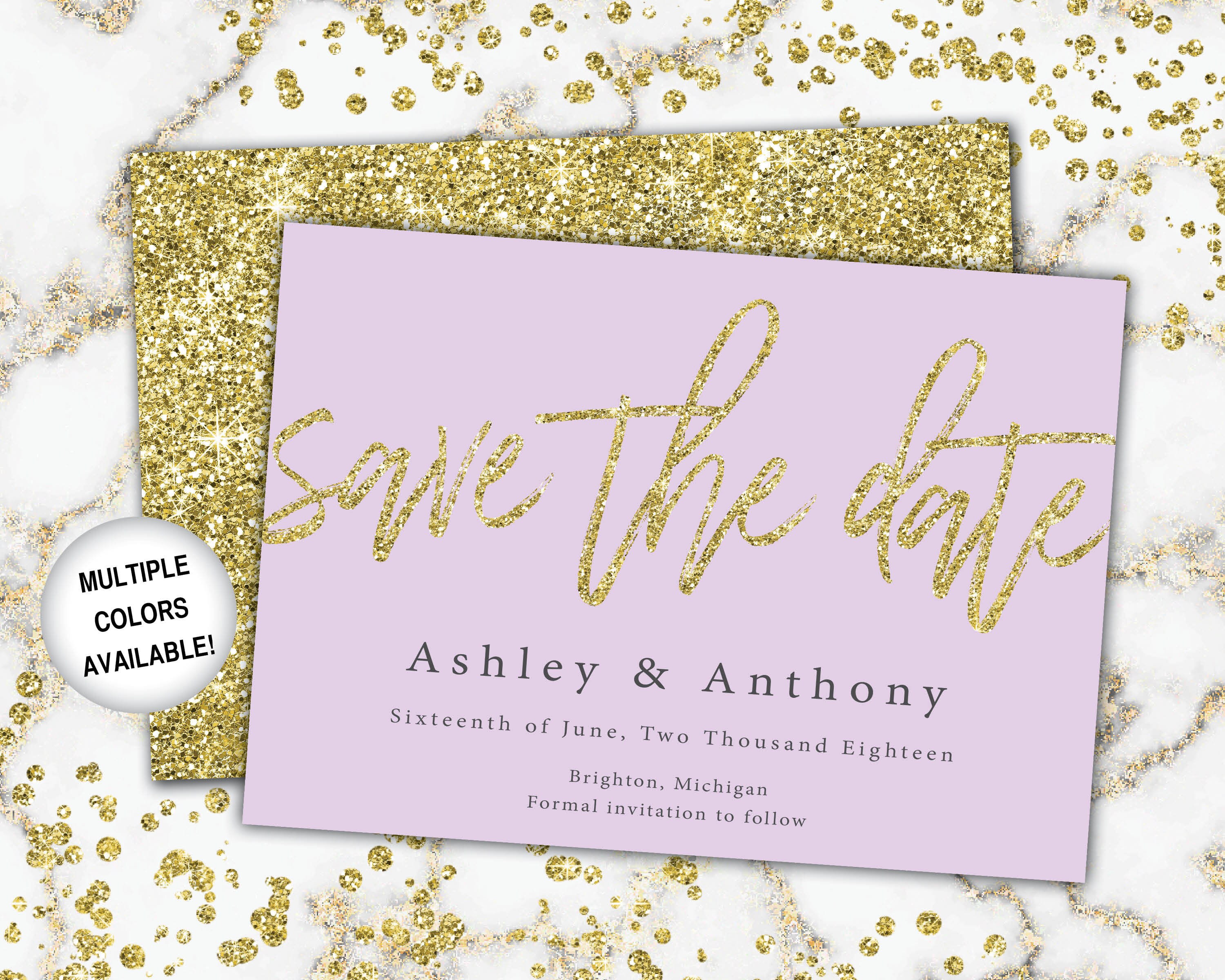 Black and Gold Save the Date Without Photo Save the Date | Etsy