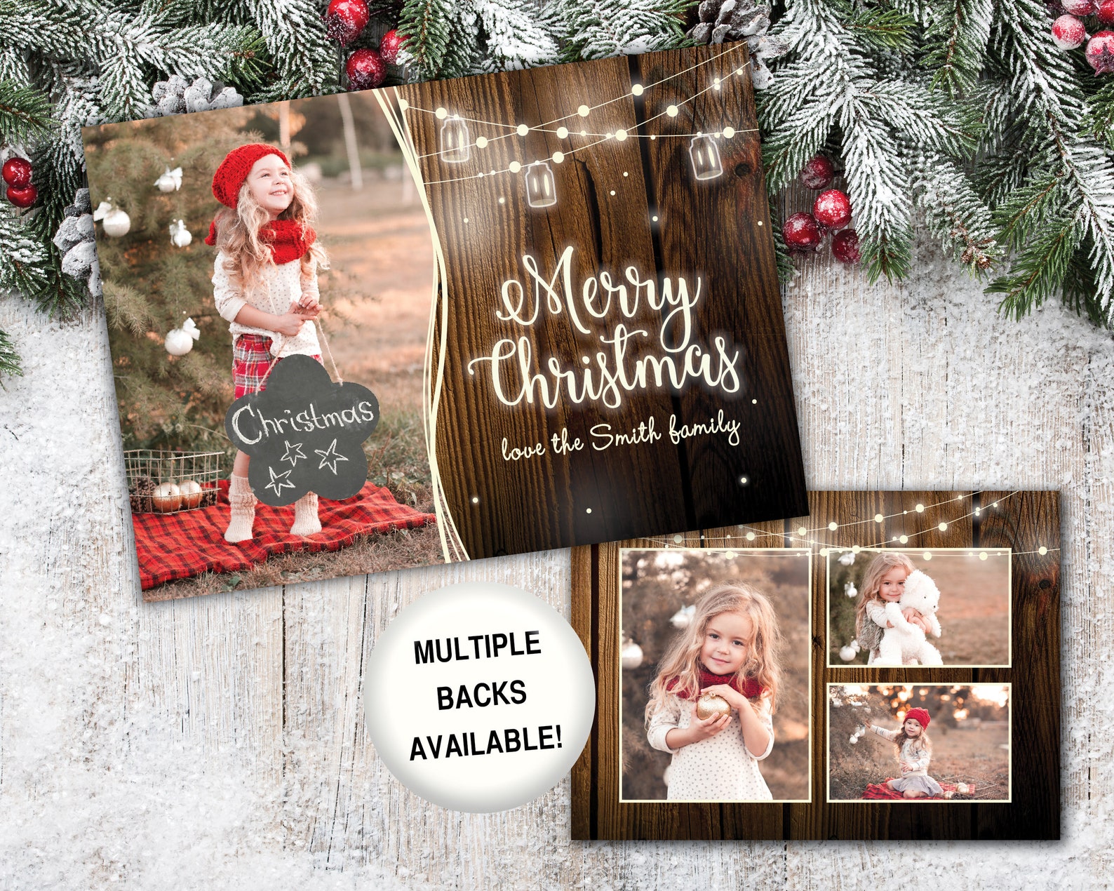 Rustic Christmas Card With Photo Christmas Card Photo | Etsy