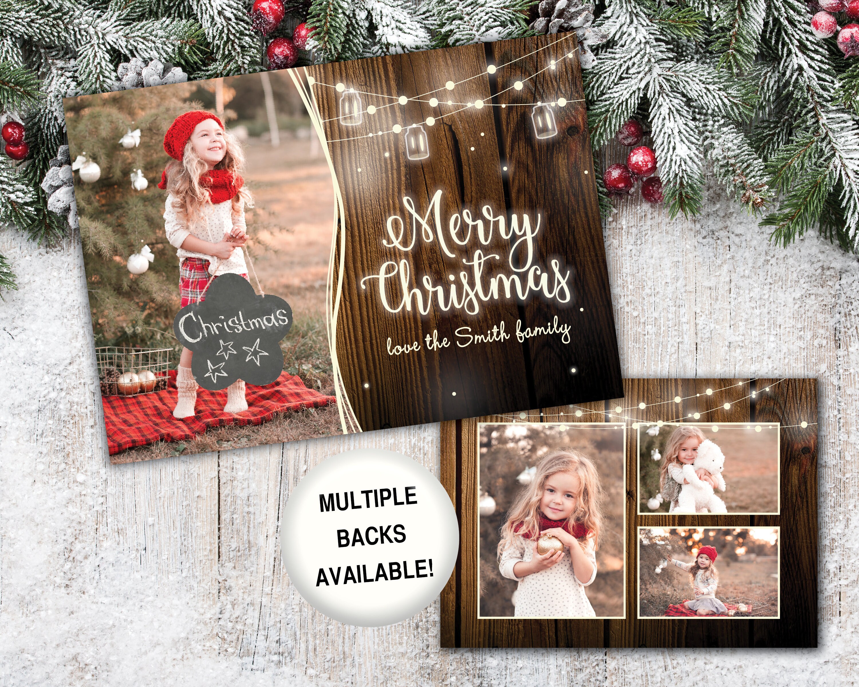 Rustic Christmas Card with Photo Christmas Card Photo | Etsy