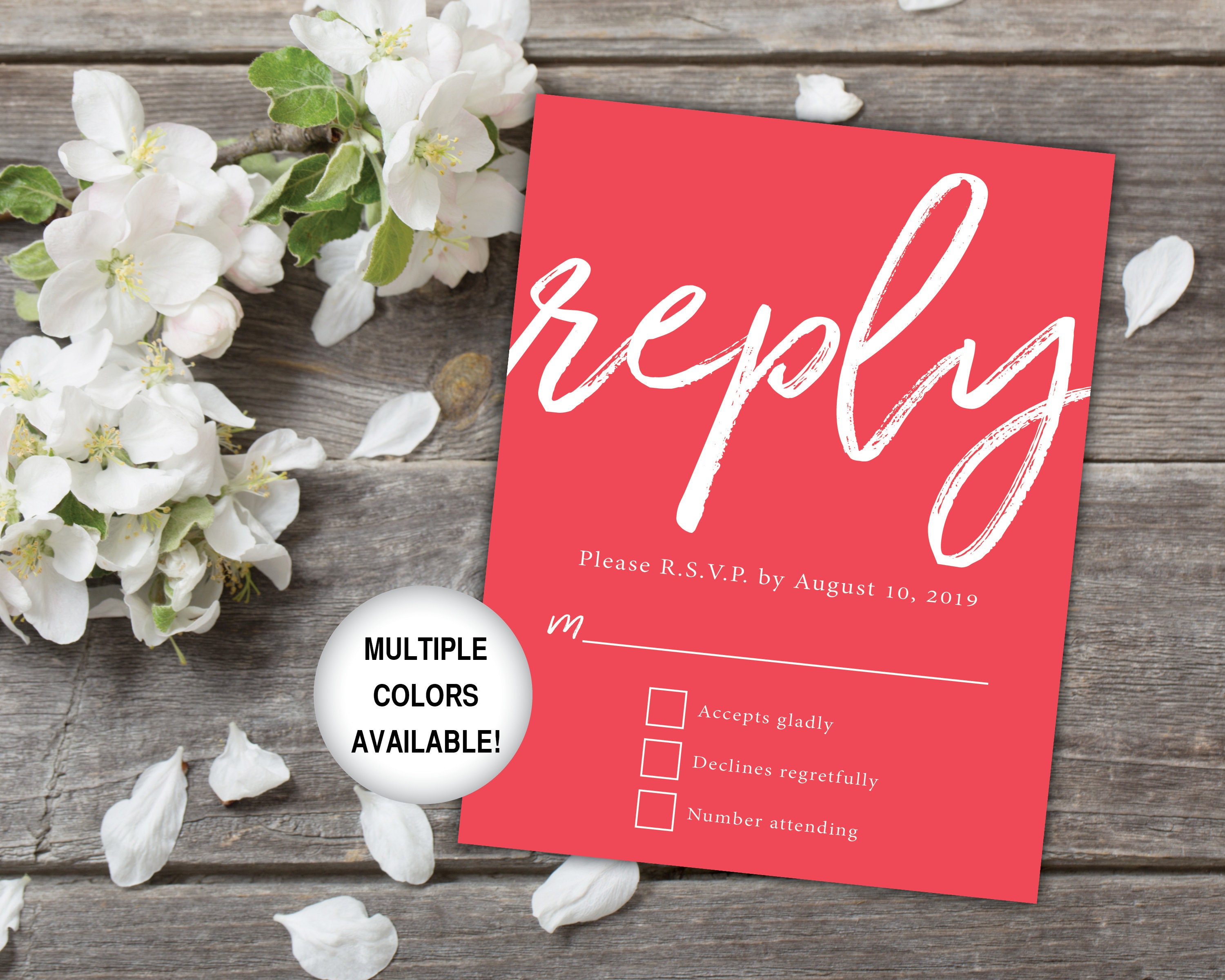Printable Wedding Reply Card Black and White Wedding RSVP | Etsy