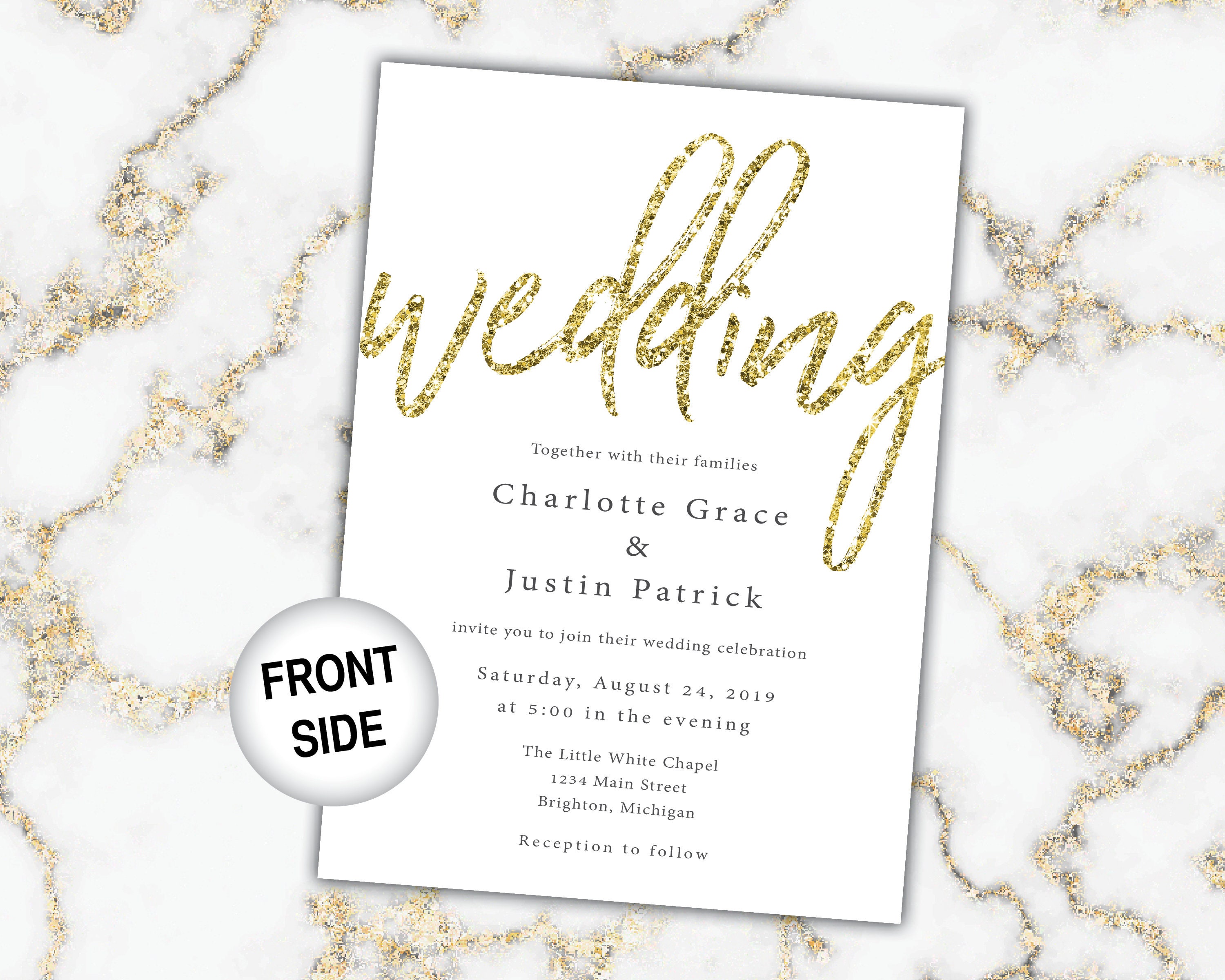 Gold Wedding Invitations Printable Wedding Invitations | Etsy